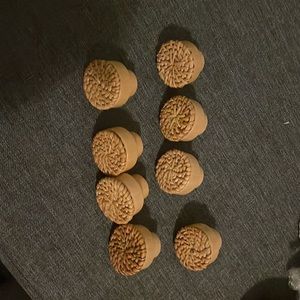 Other | 8 Eight Boho Rattan Knobs For Dresser Cabinet Round Wood Drawer Knobs | Poshmark